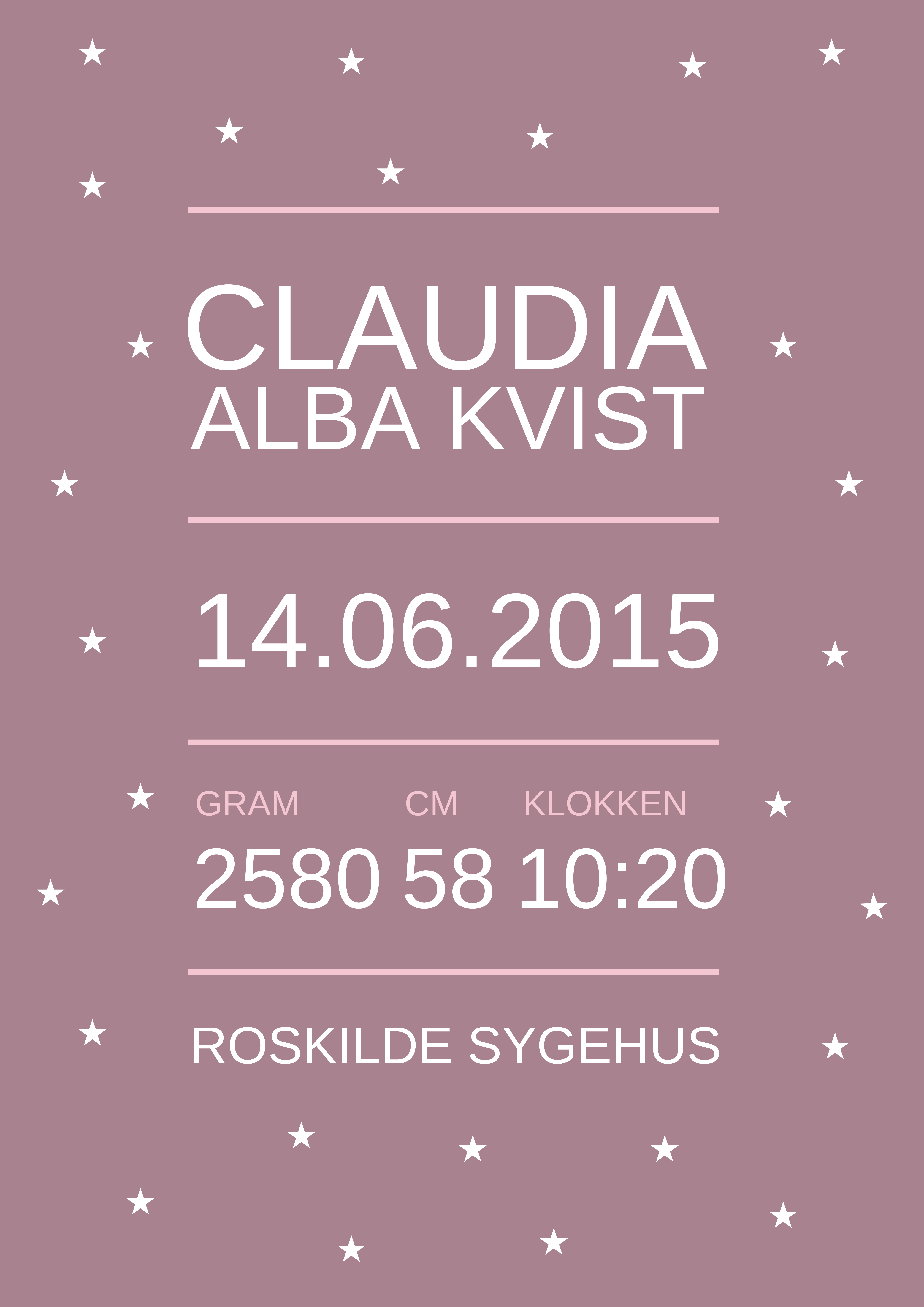 Fødselstavle/gammel rosa - ByKvist